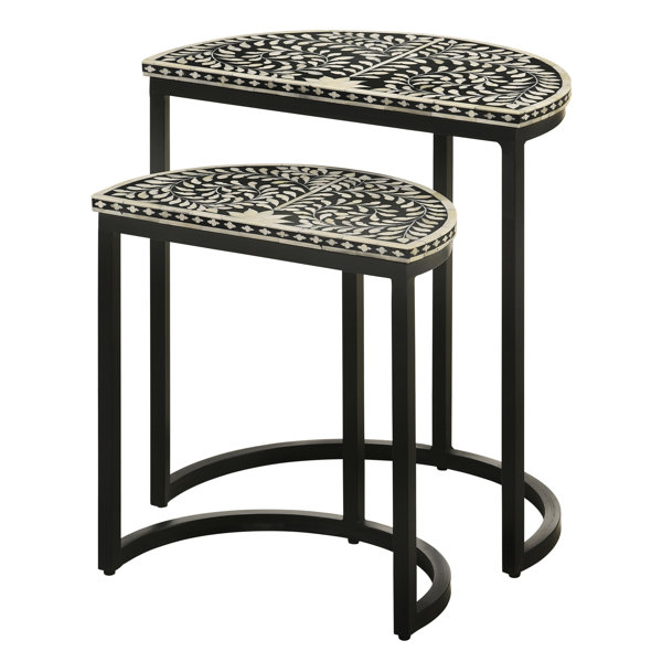 Bloomsbury Market Andrene Black and White Half-moon 2-Piece Nesting Tables - Wayfair Canada